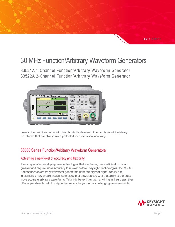 30 MHz Function/Arbitrary Waveform Generators PDF Asset Page | Keysight